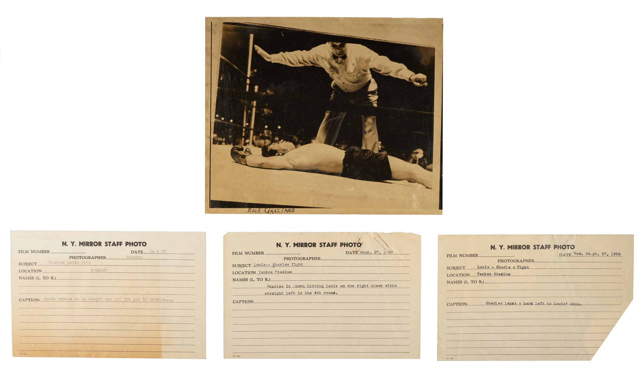 1950 Joe Louis vs. Ezzard Charles World Heavyweight Championship Fight Vintage Photograph ...