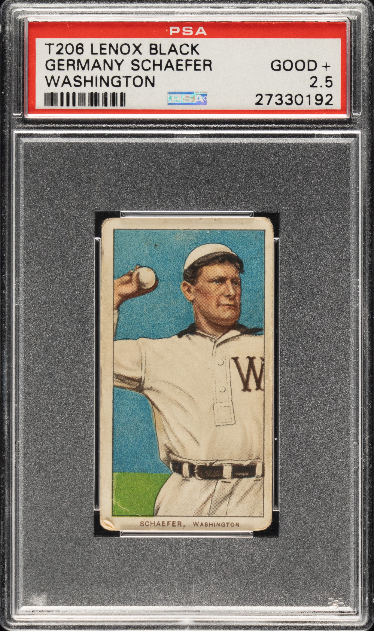 1909-1911 T206 White Border Germany Schaefer Washington PSA GOOD+ 2.5 ...