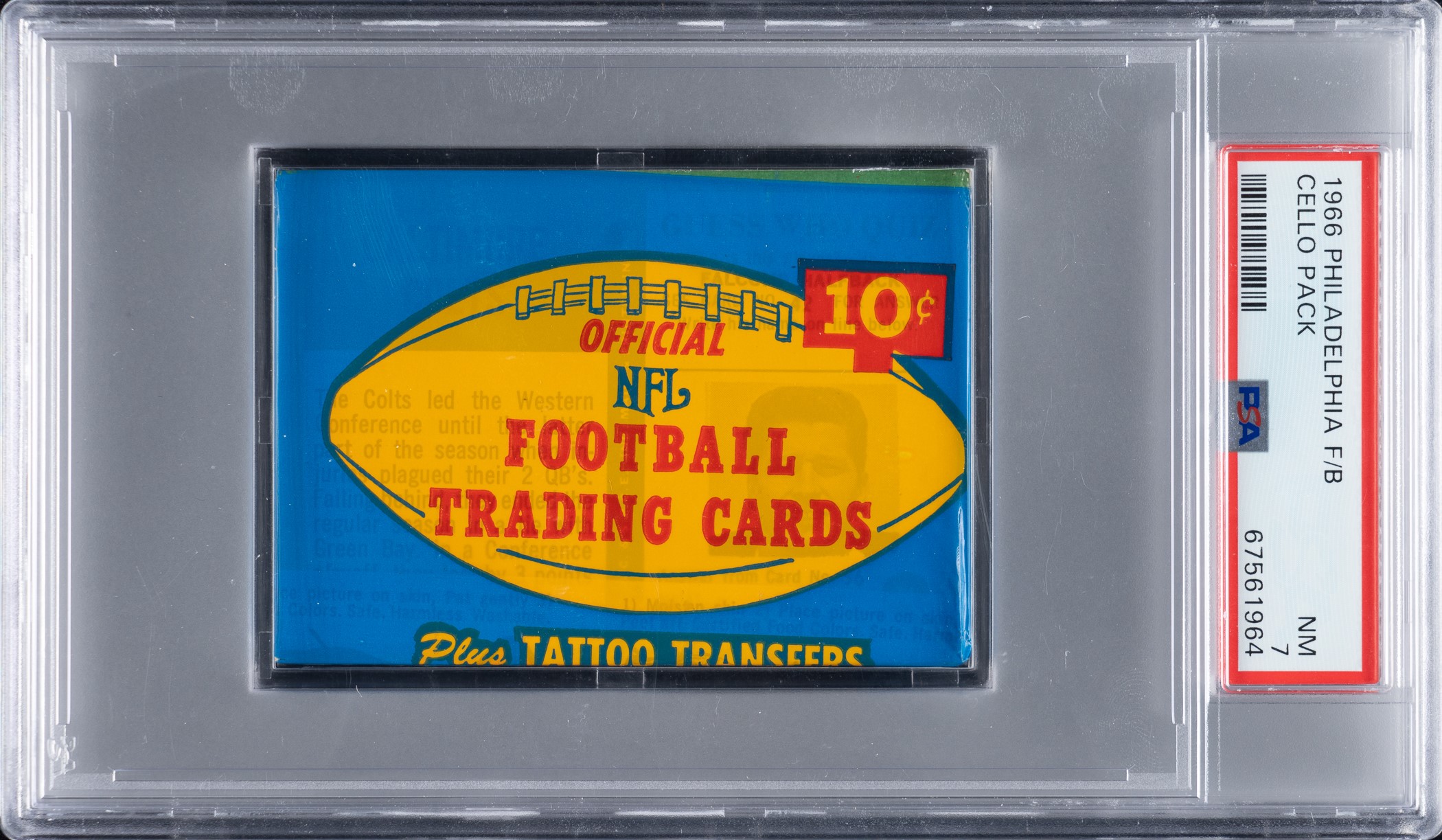 1966 Philadelphia Football Unopened Cello Pack PSA NM 7 - Bobby ...