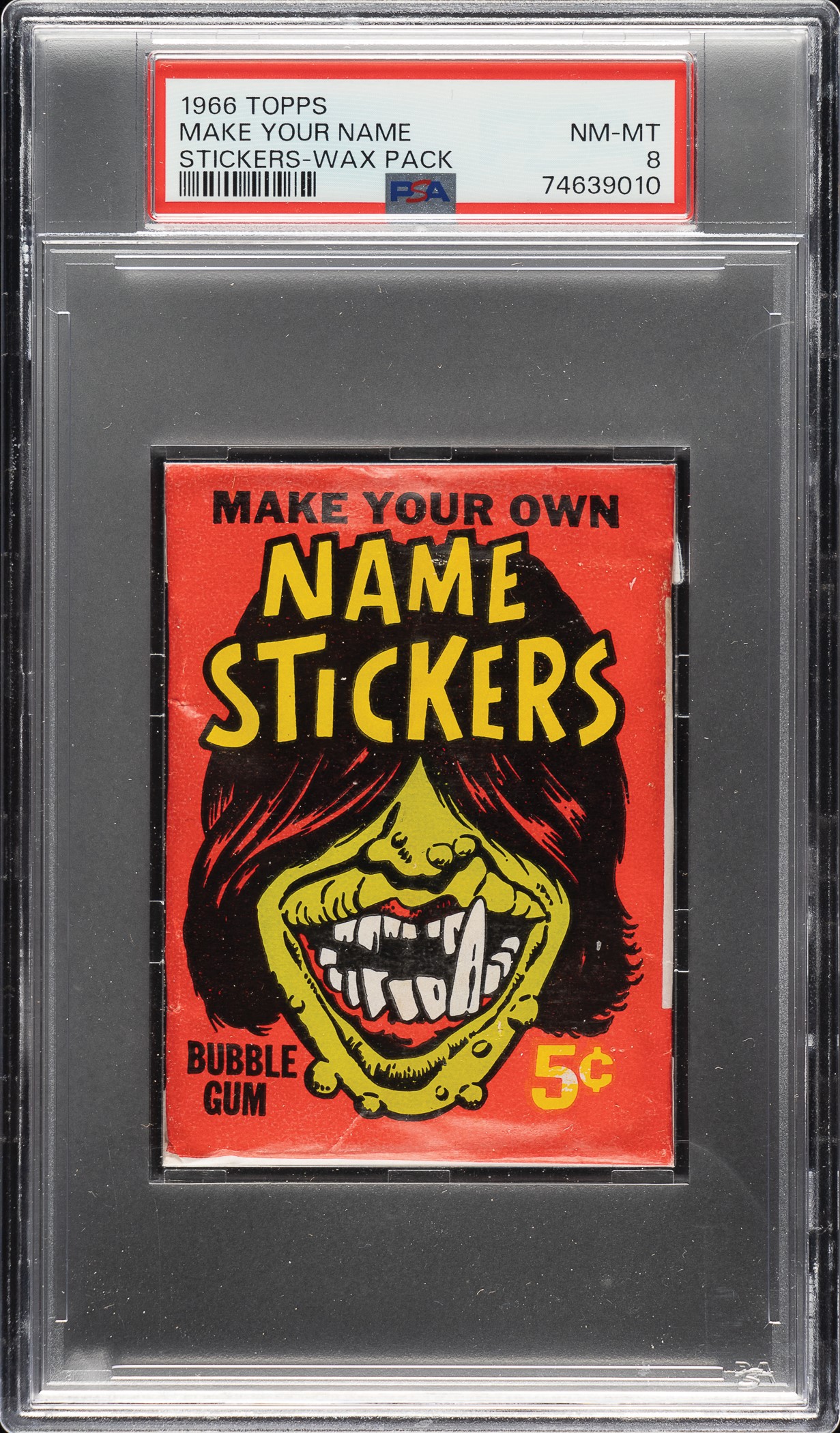 1966 Topps "Make Your Own Name Stickers" Unopened Wax Pack PSA NM-MT 8 ...