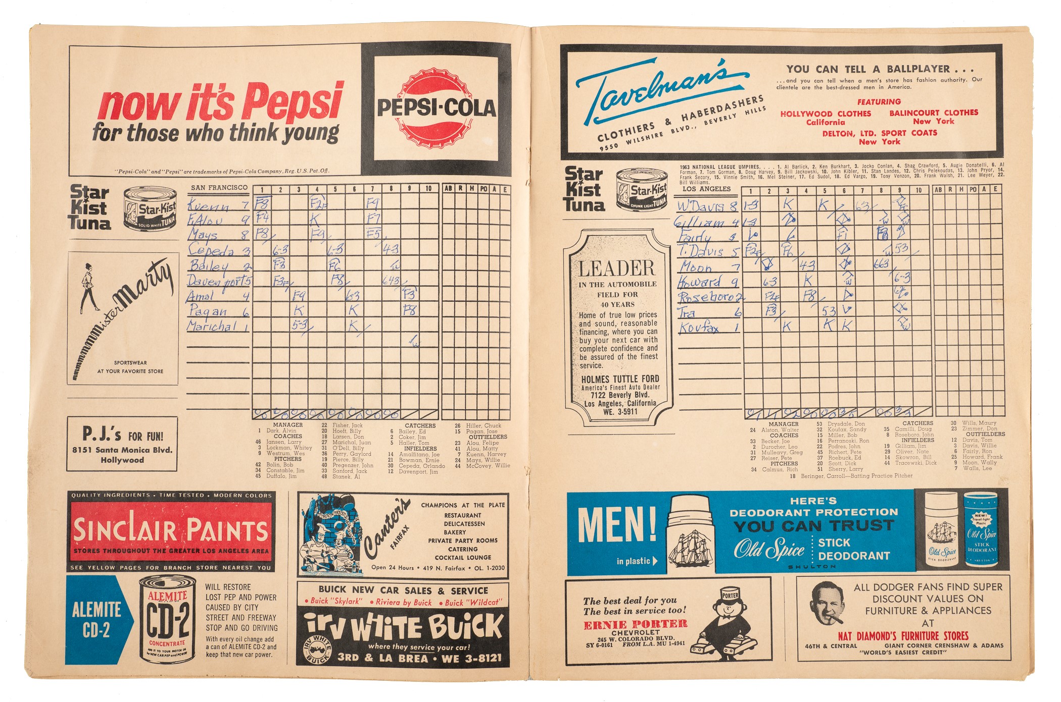 May 11, 1963 Los Angeles Dodgers (vs. San Francisco Giants) Scored ...