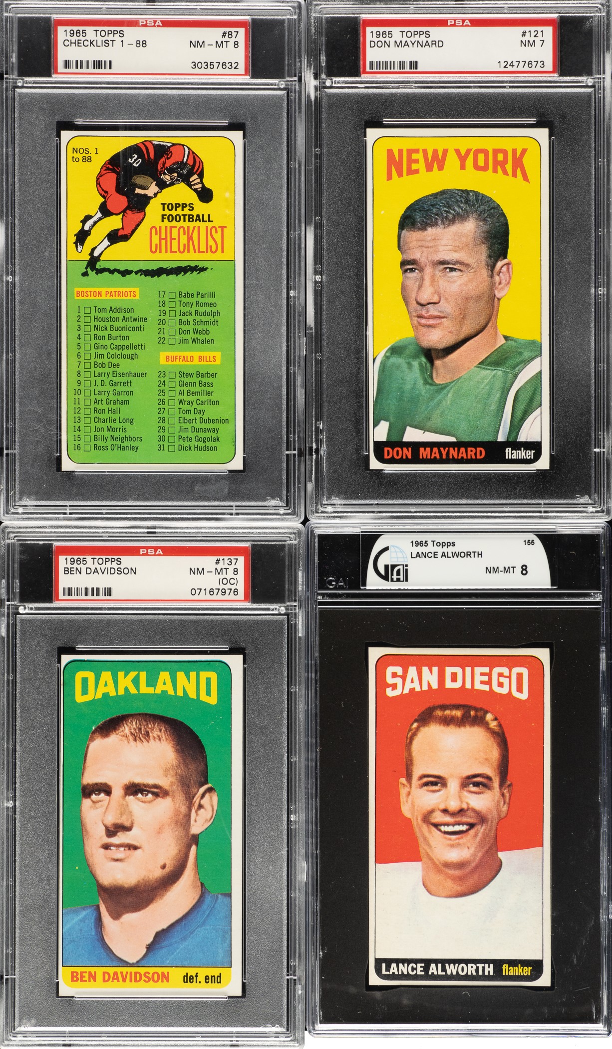 1965 Topps Football PSA- and GAI-Graded Near-Complete Set (174/176 ...