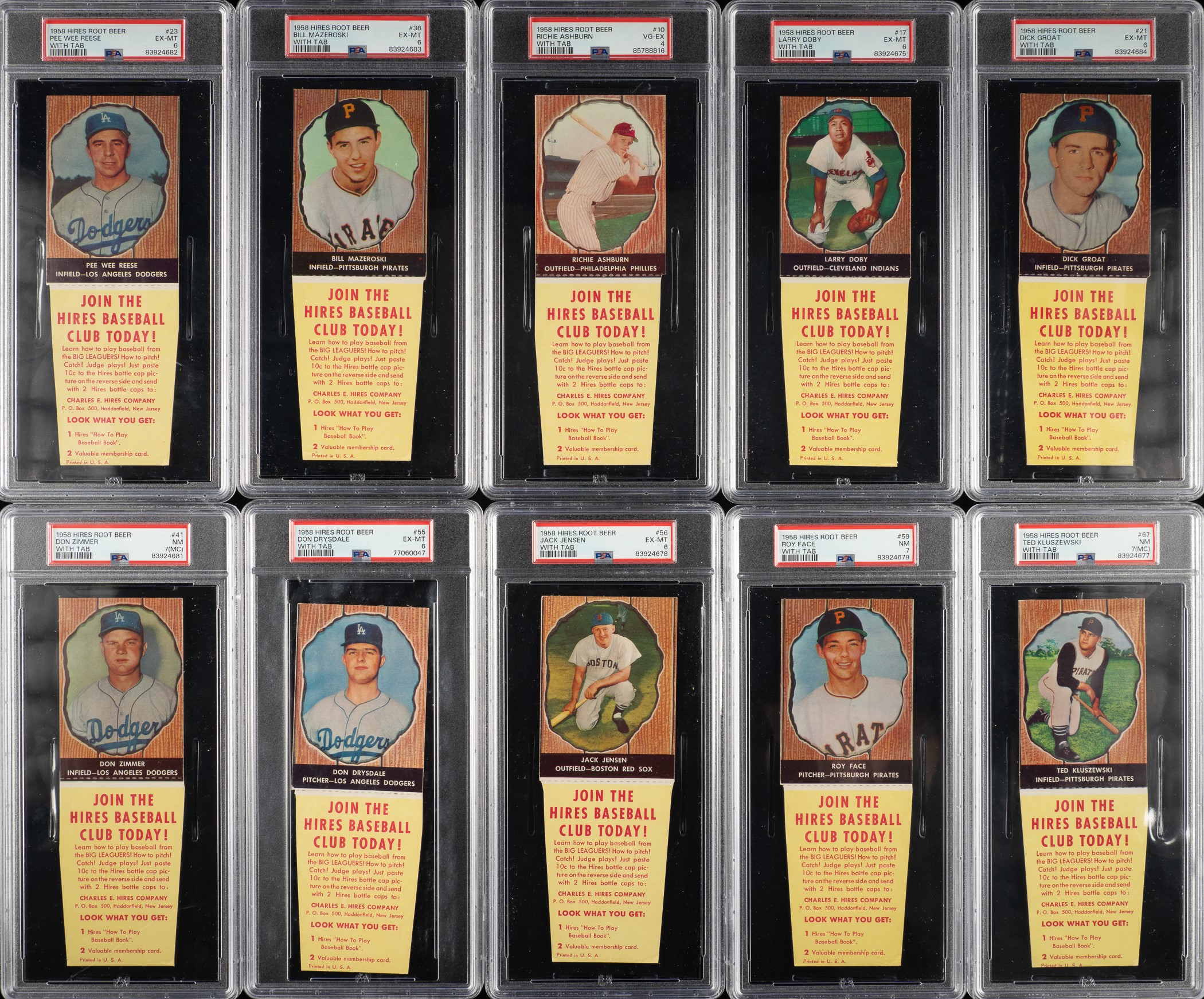 1958 Hires Root Beer Complete Set with Tabs (66) Including 13 PSA ...