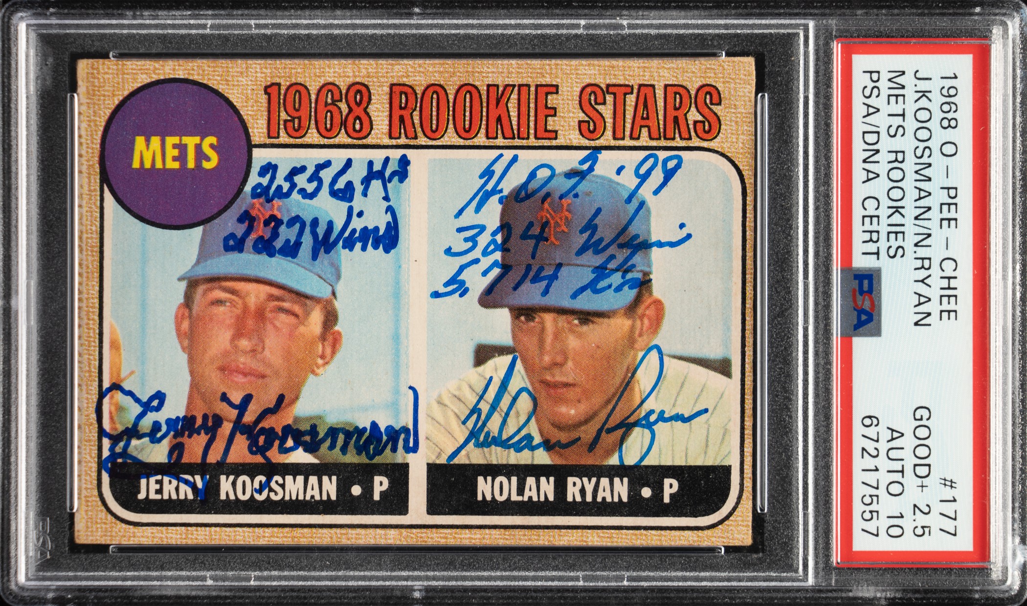 Signed 1968 O-Pee-Chee #177 Nolan Ryan Rookie PSA GOOD+ 2.5 with GEM ...