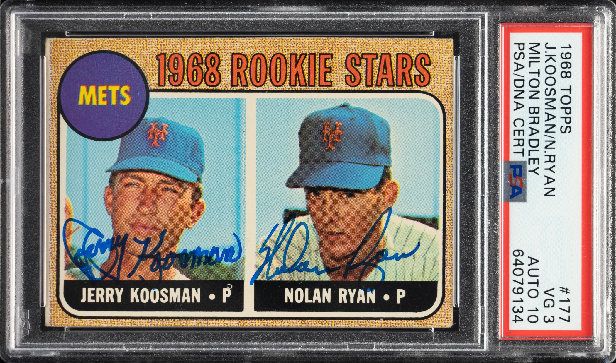 Signed 1968 Topps Milton Bradley #177 Nolan Ryan Rookie PSA VG 3 with ...