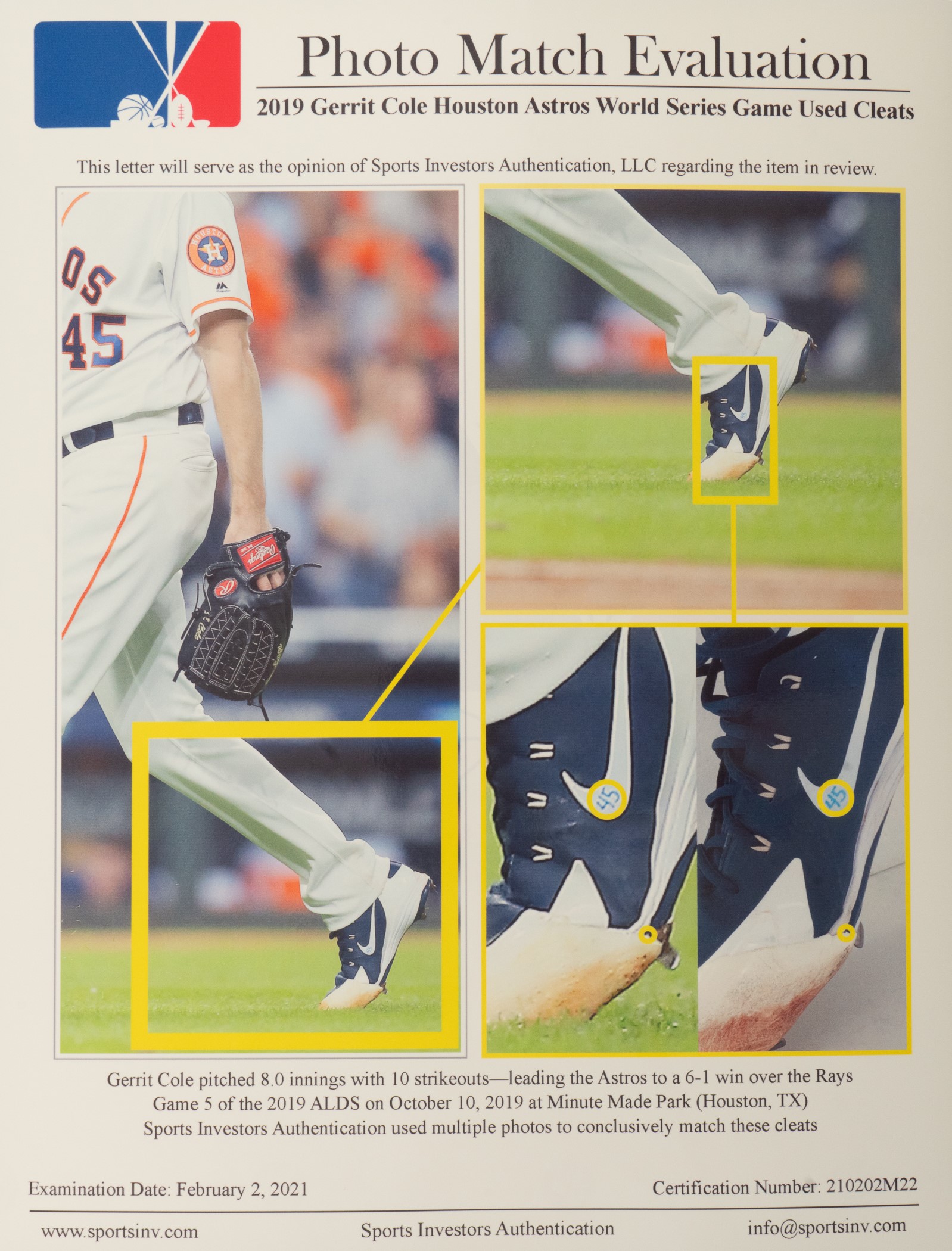 2019 Gerrit Cole Houston Astros Signed Game-Used World Series Cleats ...