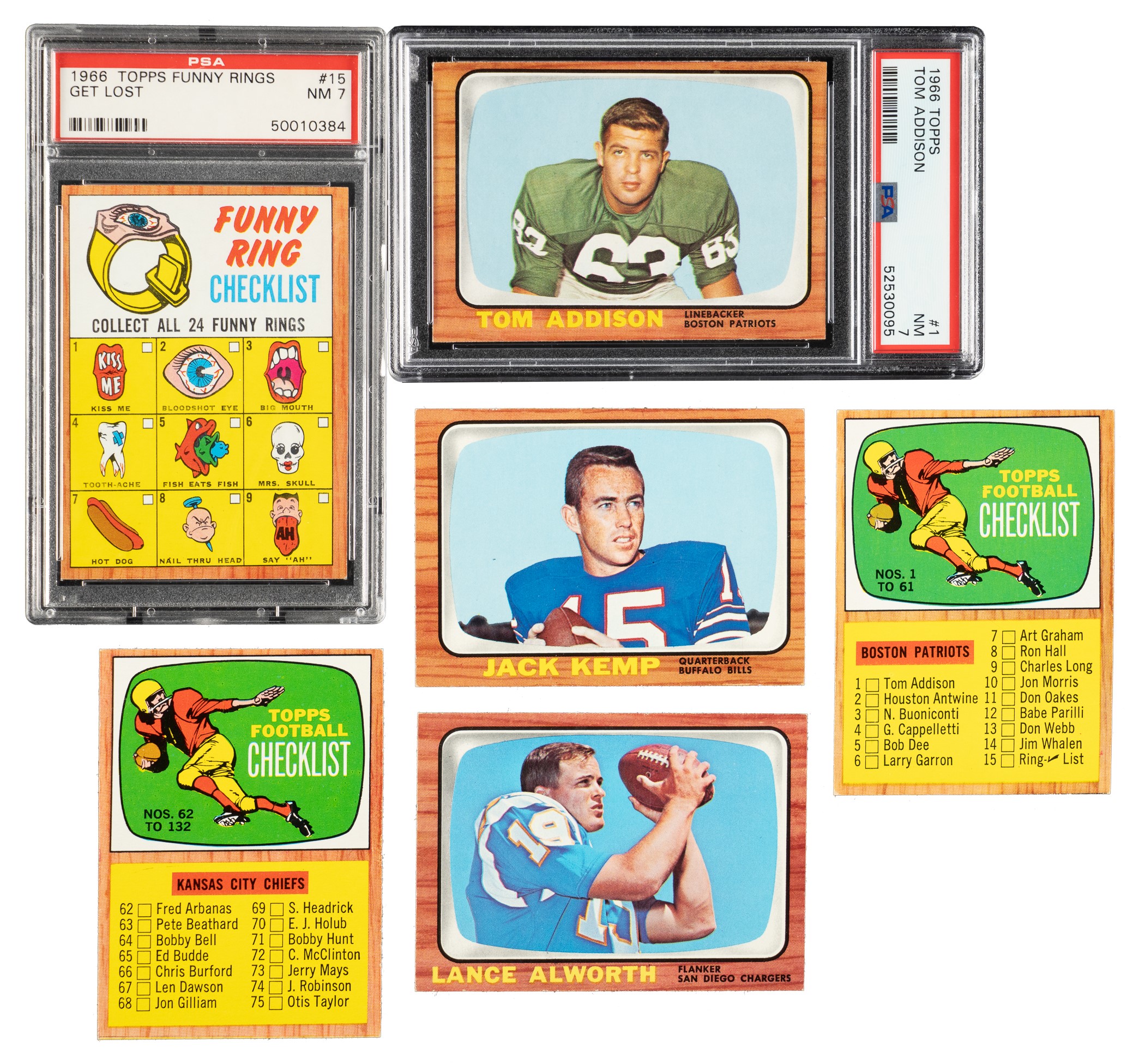 1966 Topps Football Complete Set (132) Plus "Funny Rings" Insert Set ...