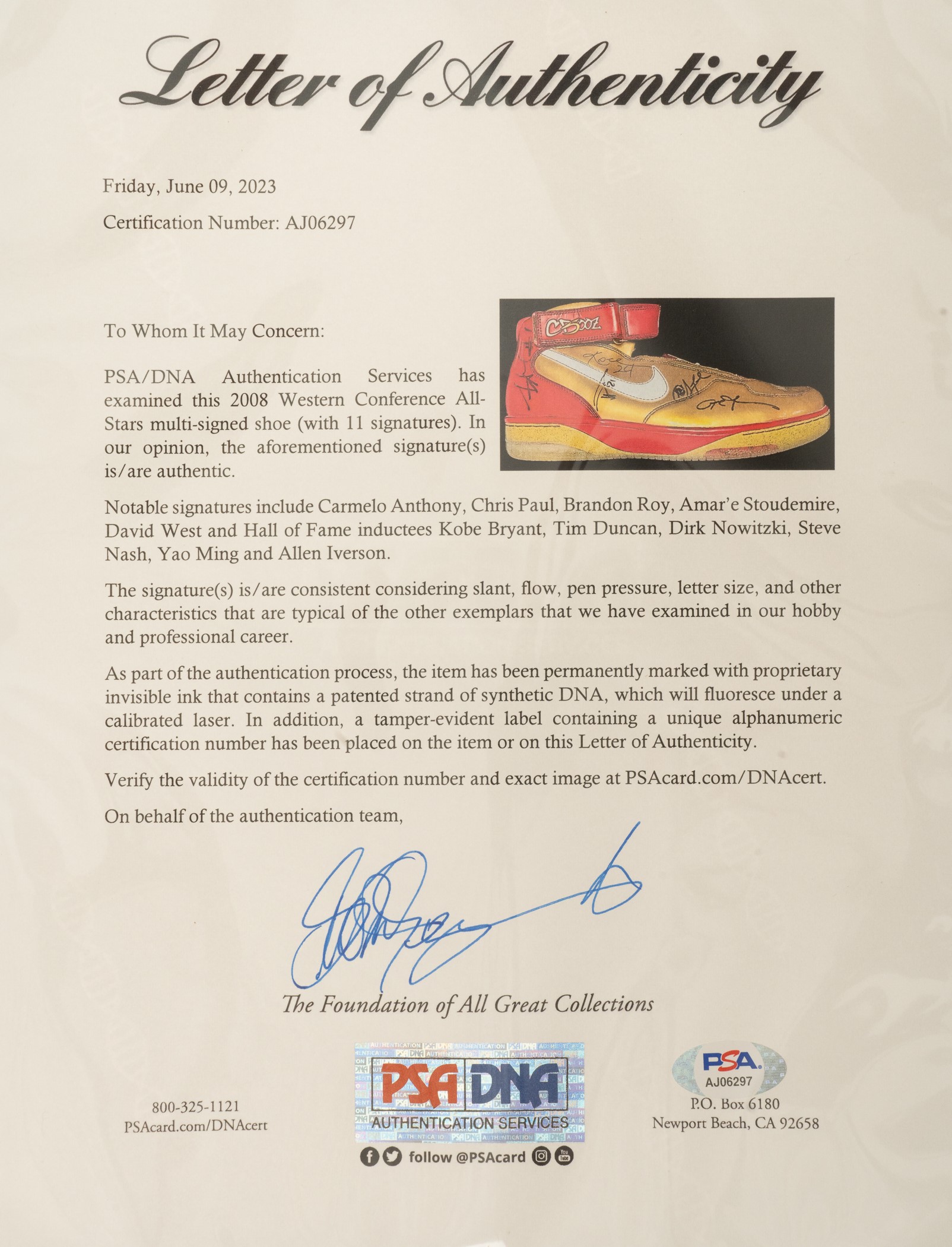 2008 Western Conference All-Star Multi-Signed Sneaker with Kobe Bryant ...