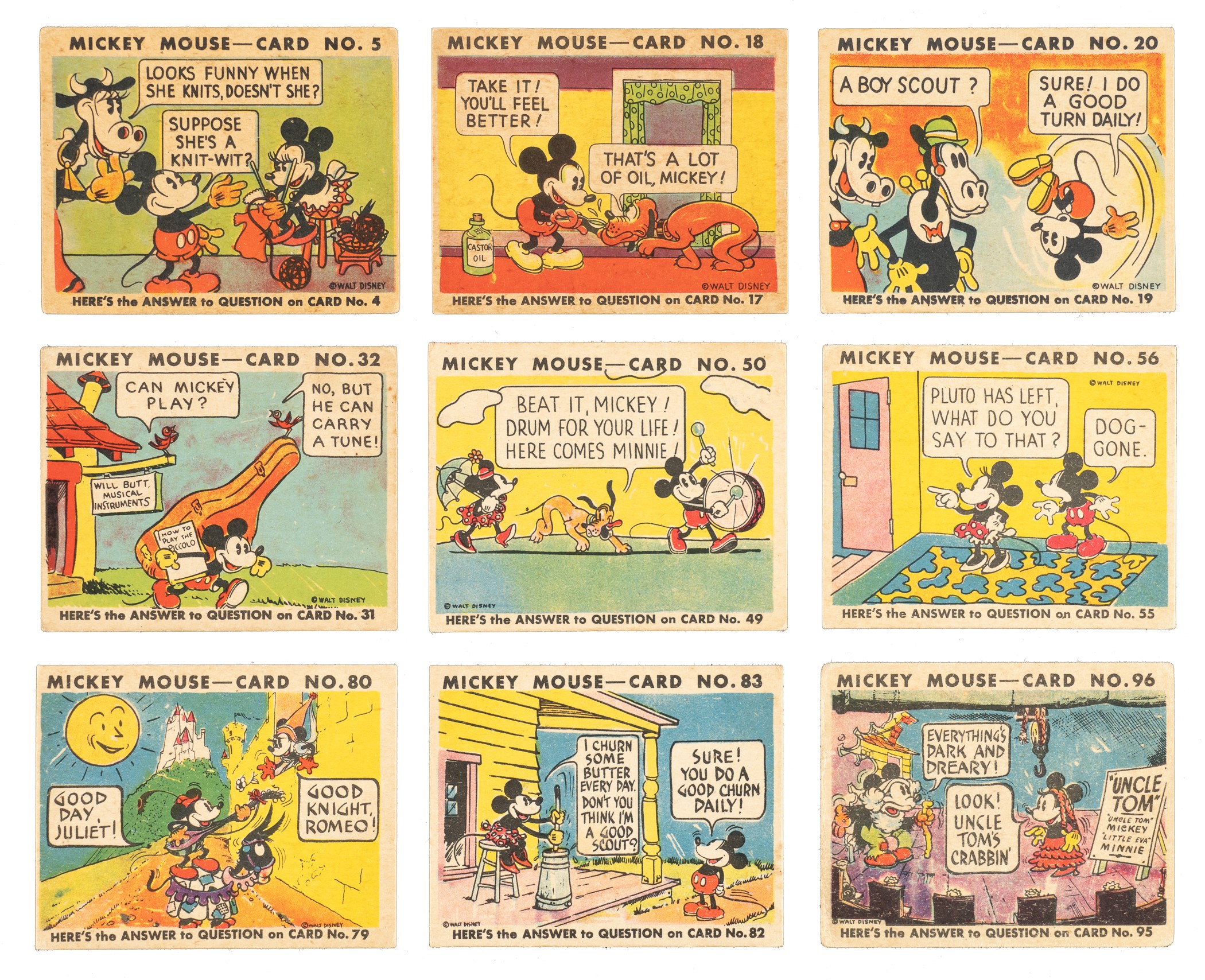 1935 V303 O-Pee-Chee "Mickey Mouse" Bubble Gum Near-Complete Set (90/96 ...