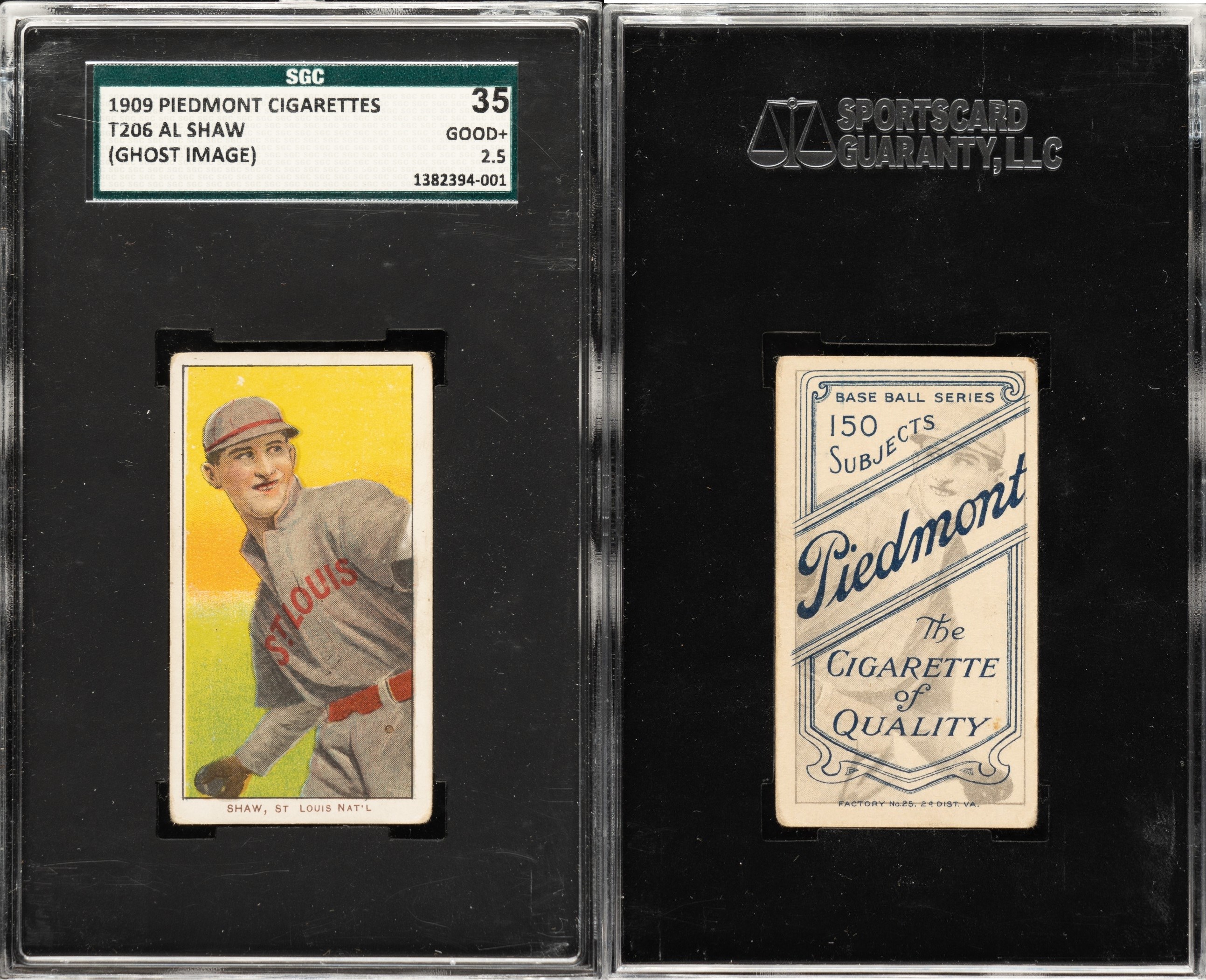 1909-1911 T206 White Border Al Shaw SGC GOOD+ 35 - Full Ghost Image on ...
