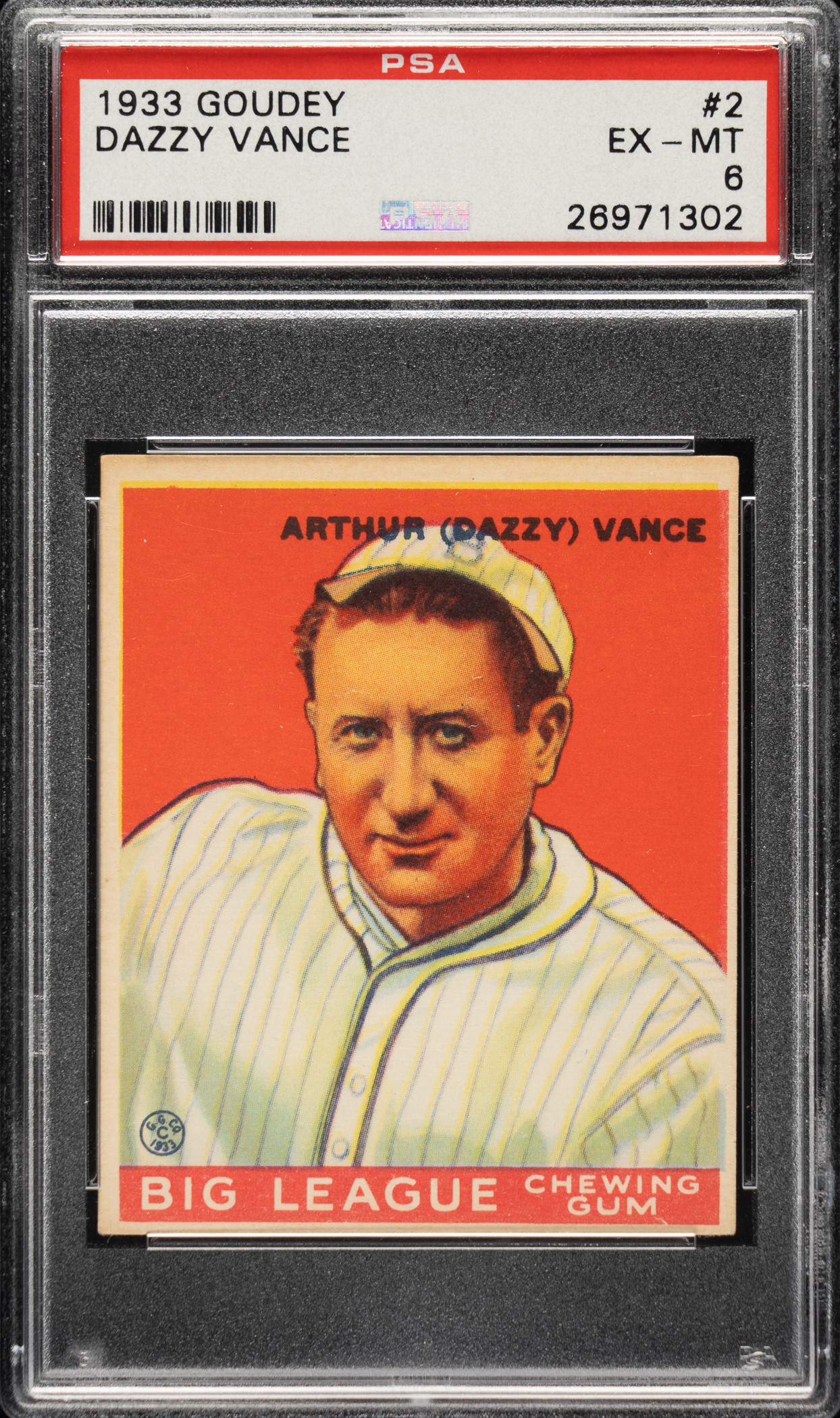 1933 R319 Goudey #2 Dazzy Vance PSA EX-MT 6 | REA Archive